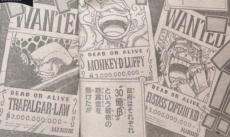 One Piece: New bounties for Luffy, Kid and Law have been revealed • AWSMONE